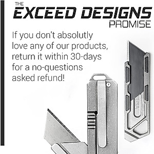 Exceed Designs TIRANT RAZOR-M 3.0 Magnetic Slide (Stonewashed) 6Al-4V Titanium Utility Knife & Pry Bar, EDC Knife, Box Cutter, MADE IN USA (Jet-Black Magnets/WITH CLIP)