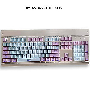 Better Livin 104 Doubleshot, ANSI Layout, OEM Profile, Cherry MX keycaps, Translucent Backlit Compatible Gaming Keyboard keycaps for 61/87/104 Keyboards (Purple-Blue)