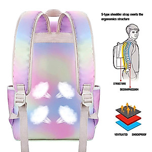 Junlion Vintage Backpack Gift for Girls Marbled School Bag College Daypack Travel Rucksack with USB Charging Port