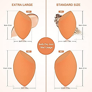 XL EXTRA LARGE Make Up Beauty Sponges Blender-Product contains: 1x Small(8cm) 1xExtra Large(11cm) and 2 Sponge Holder-for Face Body, Blush Cream, Liquid Foundation Powder Application, Ivory