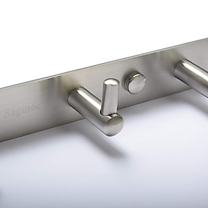 Sagmoc Key Holder Wall Mounted Coat Hook Rack Brushed Nickel 10.6-Inch with 4 Key Hooks for Entryway,Door, Bathroom, Kitchen Foyer, Hallway(304 Stainless Steel,Silver)