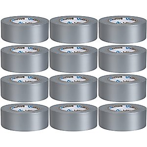 Oleitodh Silver Heavy Duty Duct Tape Bulk 12 Pack -2 inch 60 Yards Each,Strong No Residue, All-Weather, Tear by Hand, Waterproof Gray Tape for Indoor Outdoor Use,Multi Purpose Home Repair