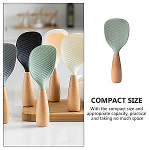 MAGICLULU Silicone Rice Spoon Kitchen Utensils Cooking Ladle Wooden Rice Paddle Rice Spatula Korean Rice Paddle Rice Serving Spoon Scoop Reusable Rice Spoon Wood Tablespoon Handle