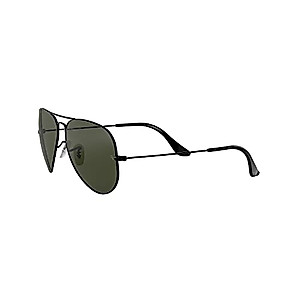 Ray-Ban RB3025 Classic Aviator Sunglasses, Black/G-15 Green, 58 mm