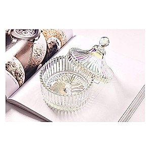 CHOOLD Luxury Colorful Tent Shaped Crystal Candy Jar with Lid,Clear Glass Apothecary Jar Wedding Candy Buffet Jar Food Jar. 24oz
