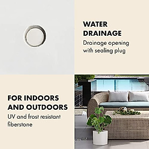 Fox & Fern Planter, Plant Pots Indoor, 12 Inch Planters for Indoor Plants, White Pots for Indoor Plants - Fits Mid Century Plant Stand – Drainage - Fiberstone - Matte White - 12 Inch Indoor Plant Pot