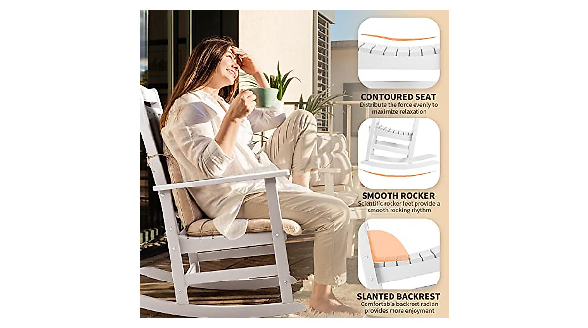 Comfortable Patio Rocking Chairs Set of 4 - FUNBERRY