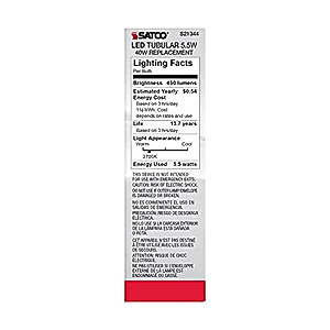 Satco S21344/06 5.5-Watt LED E26 Light Bulbs, 2700K, 15000 Hour Rating, Dimmable