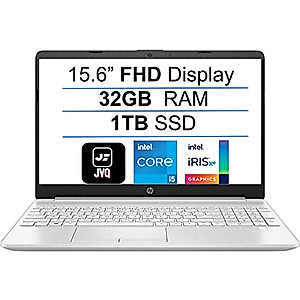 2022 Newest HP 15.6" FHD 1080P IPS Display Laptop Computer, 11th Gen Intel Quad-Core i5-1135G7(Up to 4.2GHz), 32GB RAM, 1TB SSD, Webcam, Bluetooth, Wi-Fi, HDMI, Finger Print Reader, Win 10S, Silver