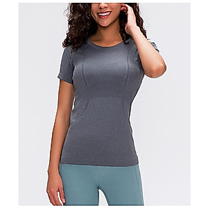 Workout Shirts for Women Workout Tops for Women Short Sleeve Yoga T Shirts for Women Breathable Athletic Gym Shirts Gray S