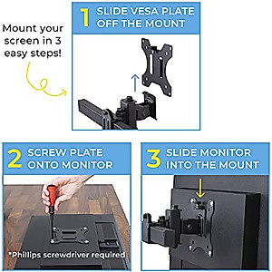 Stand Steady Clamp-On 6 Monitor Mount Desk Stand | Height Adjustable Monitor Stand with Full Articulation VESA Mount | Fits Most LCD/LED Monitors 17-27 Inches | Six Monitor Arm (Black)