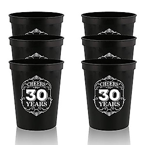 Veracco Cheers To 30 Years Old Stadium Party Cup 30th Party Favors Decoration Funny Birthday Gag Gifts For Him Her Thirty And Fabulous (Black, 12)