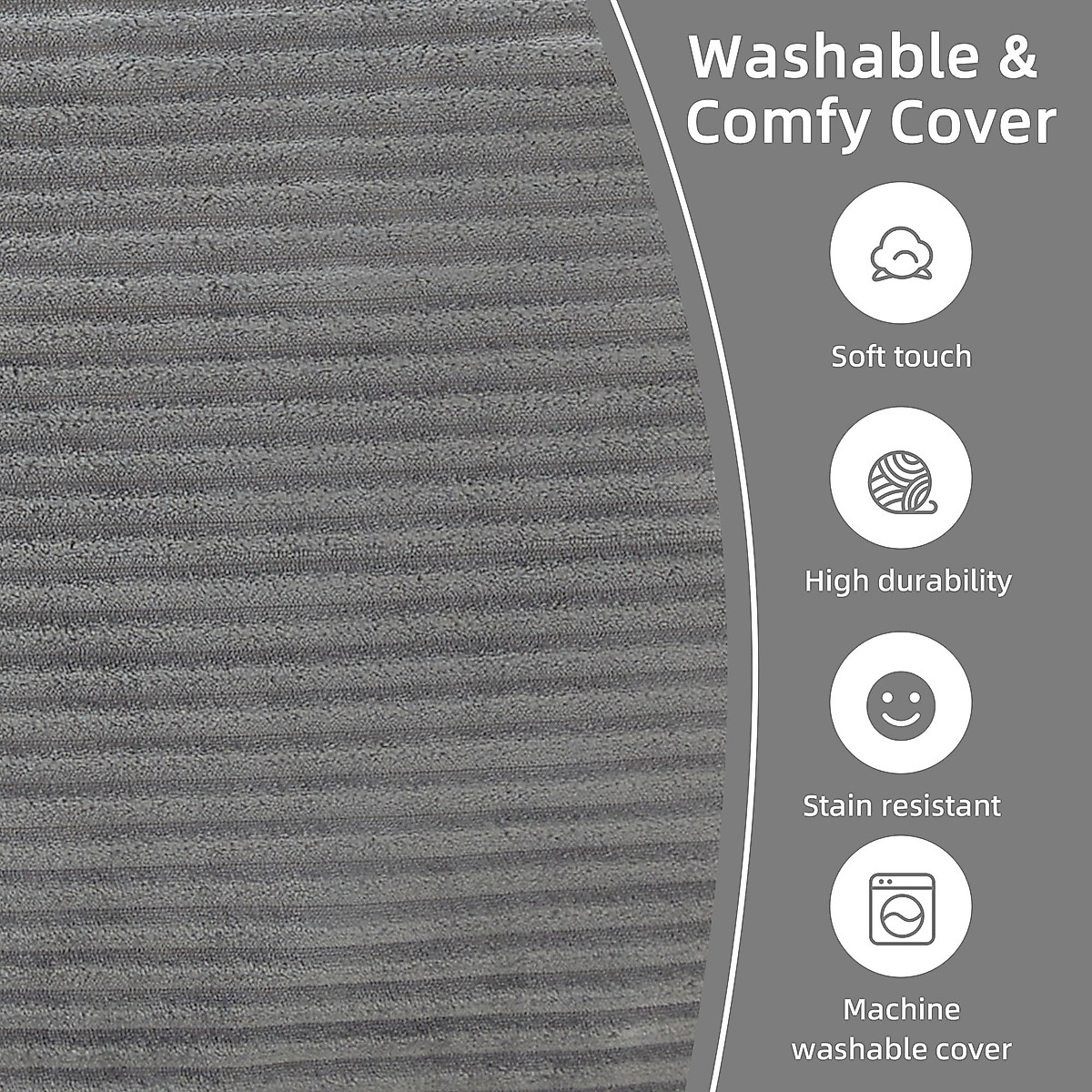 HABUTWAY Bean Bag Chair, Giant Bean Bag Chair with Washable Corduroy Cover Ultra Soft, Convertible Bean Bag from Chair to Mattress, Huge Cordoroys Bean Bags for Adult, Couples, Family- Grey Full