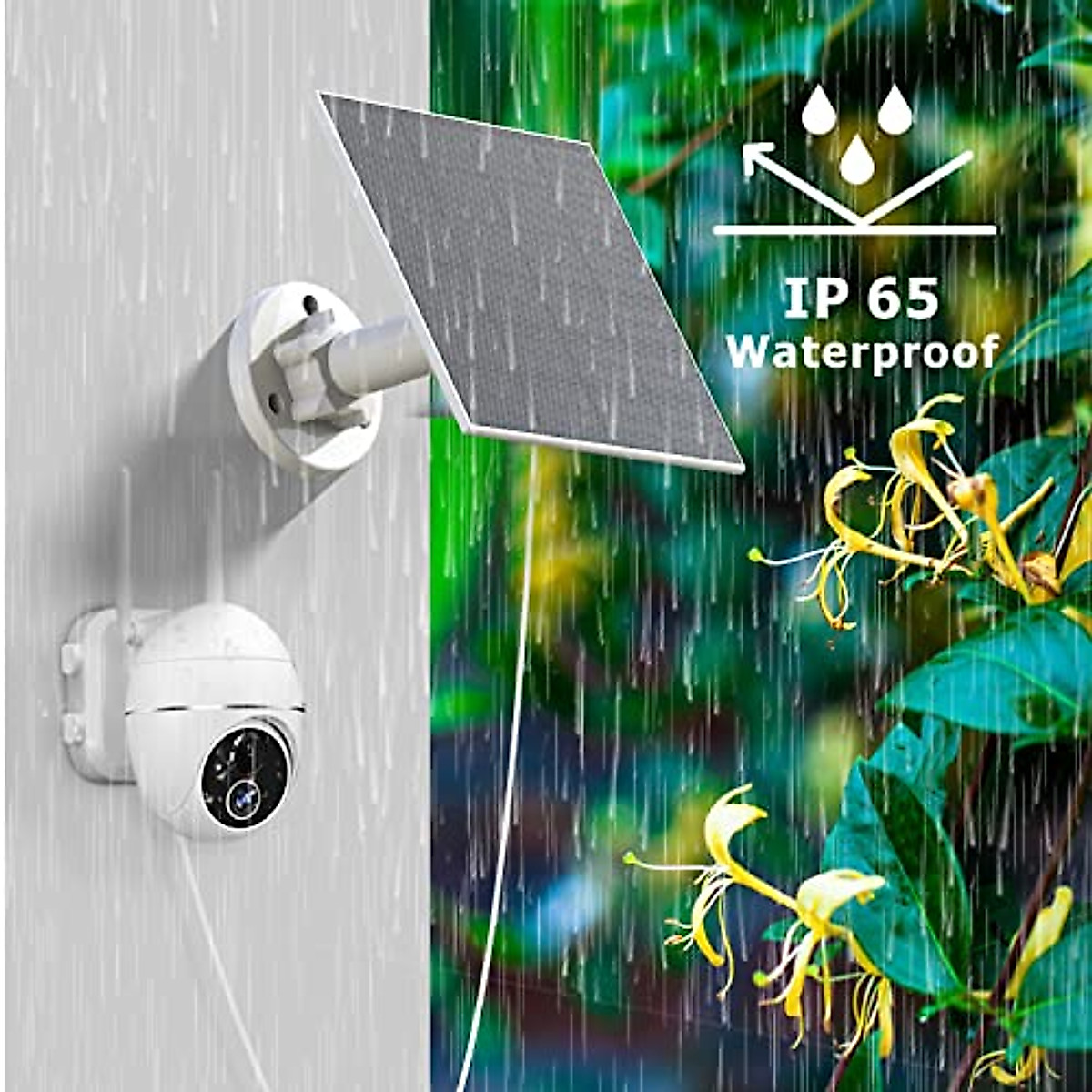 Solar Panel for Wireless Outdoor Security Camera, 5W Waterproof Solar Panels Compatible with Rechargeable Battery Security Camera, 9.8ft Charging Cable, Adjustable Wall Mount, Pack of 2