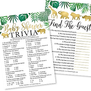 25 Safari Who Knows Mommy Best, Baby Prediction And Advice Cards, 25 Trivia Baby Shower Game, Find The Guest - 4 Double Sided Cards Baby Shower Ideas, Baby Shower Party Supplies Baby Sprinkle Games