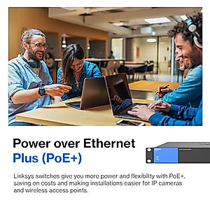 Linksys LGS124P 24 Port Gigabit Unmanaged Network PoE Switch with 12 PoE+ Ports @ 120W for Business, Office, IP Surveillance - Ethernet Switch Hub with Metal Housing