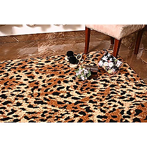 Furnish my Place Leopard Print Area Rug - 7 ft. 8 in. x 11 ft., Beige, Rectangular Accent Rug with Contemporary Design