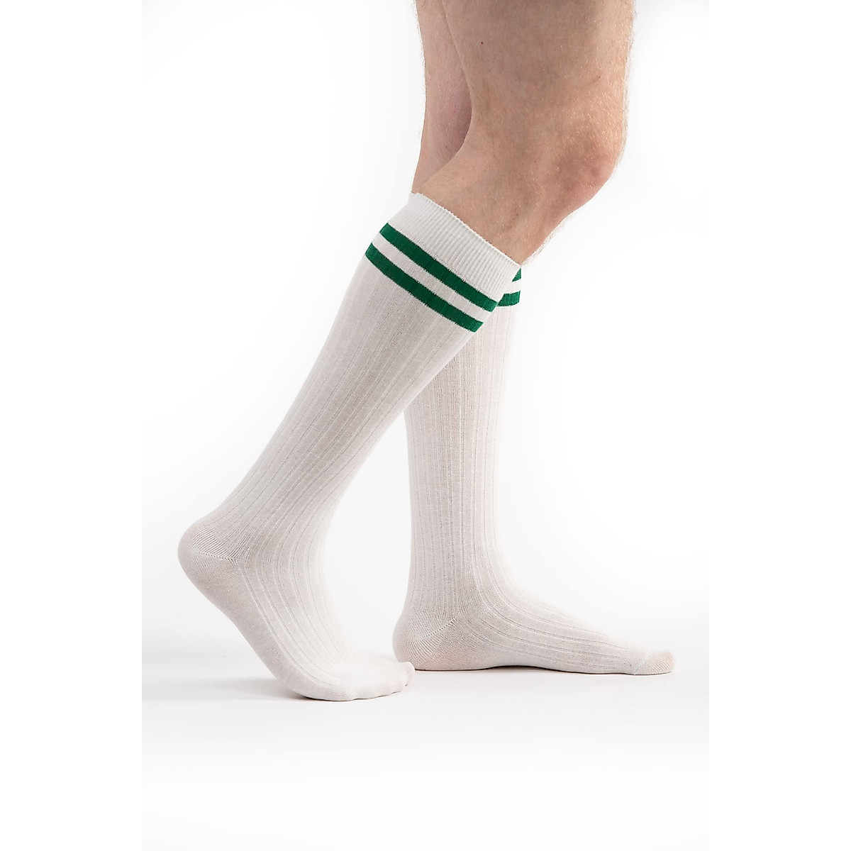 SERICI 4 x Mens Knee High Cotton Striped Socks | Over the Calf Socks | Dress Socks | Size 9-11
