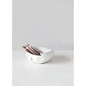 Creative Co-Op Stoneware Hands, Reactive Glaze Bowl, 5" L x 5" W x 2" H, White