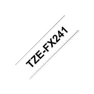 Brother TZe-FX241 Labelling Tape Cassette, Black on White, 18mm (W) x 8M (L), Flexible ID, Brother Genuine Supplies