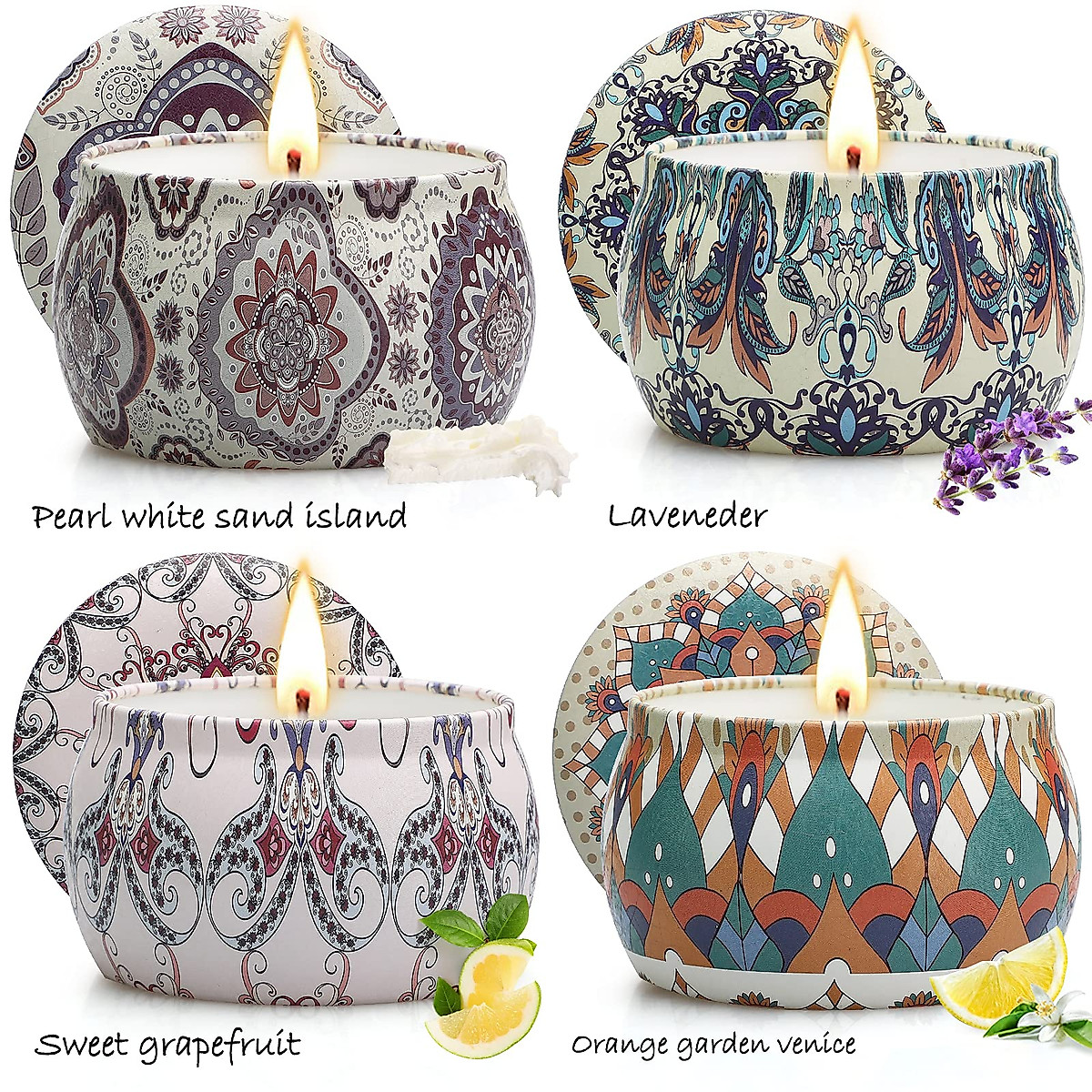 YMing Scented Candles Gifts for Women Mom, 8% Essential Oil, 4 Pack Soy Candles for Home Scented, 120H Burning Time, Stress Relief Gifts for Girlfriend, Teacher, Mom, Anniversary, Birthday, Christmas