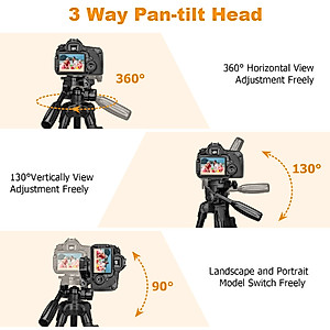 XXZU Tripod Professional Camera Tripods with Quick-Release Plate, 60" Tripod for Camera & Cell Phone Tripod Stand with Remote&Travel Bag, Tripod with Mount for Phone/Camera/Projector/Webcams