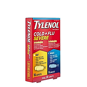 Tylenol Cold + Flu Severe Day & Night Caplets for Fever, Pain, Cough & Congestion Relief, 24 Count
