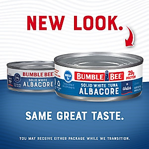 Bumble Bee Solid White Albacore Tuna in Water, 5 oz Can (Pack of 24) - Wild Caught Tuna - 29g Protein per Serving, High in Omega-3s - Non-GMO Project Verified, Gluten Free, Kosher