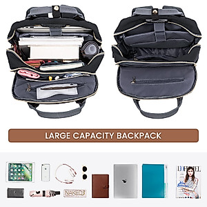 LOVEVOOK Laptop Backpack for Women, Unisex Travel Anti-theft Bag, Business Work Computer Backpacks Purse for Men, Casual Hiking Daypack with Lock, 15.6 Inch, Black-Grey