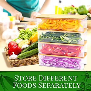 vchin Cutting Board with Containers, Lids, Graters, Large Bamboo Chopping Board with Juice Groove, Kitchen Meal Prep Station - Sturdy, Organized, Easy to Use and Clean