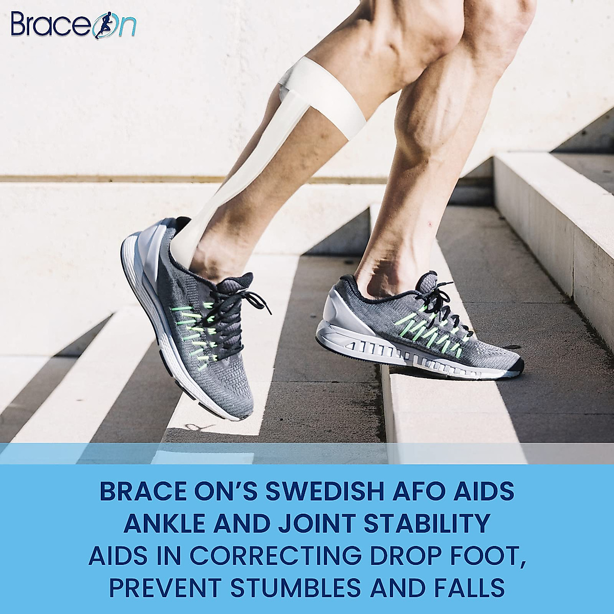BraceOn AFO – Swedish Deluxe - Drop Foot Stabilizer, Moldable, Trimmable, Lightweight Polyethylene (Men, Left)