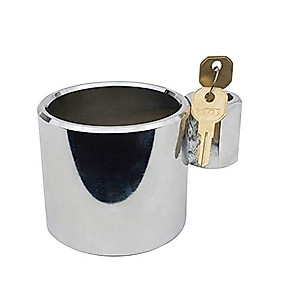 Mytee Products 5th Wheel King Pin Lock - Heavy Duty Chromed Solid Steel Anti Theft for RVs, Container, Trailers with Warning Tag & 2 Keys (4 - Pack)