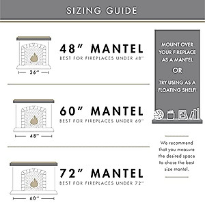 BODRUM WOODEN Beam Wood Shou Sugi Ban Fireplace Shelf Mantelpiece Shelving Water-Based Paint Floating Cottage Solid Easy Install Real Tree Handmade (Rustic Burn, 72'')