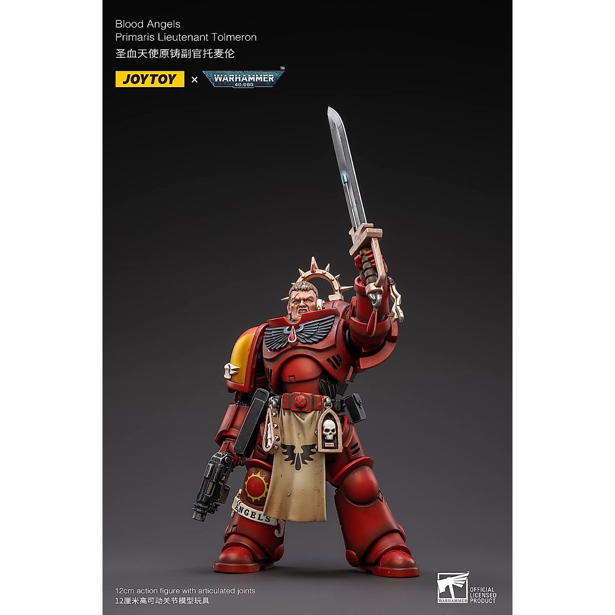 BLOOMAGE JOYTOY (BEIJING) TECH Warhammer 40K: Blood Angels Primaris Lieutenant Tolmeron 1:18 Scale Action Figure, Multi