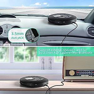CD Player Portable, Rechargeable Portable CD Player for Car and Travel, Walkman CD Player with Headphone and Anti-Skip/Shockproof, Personal CD Player with LCD Display, AUX Cable, Backlight