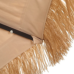 HYD-Parts 10FT Double Top Thatched Patio Umbrella Outdoor Hawaiian Style Beach Tiki Umbrella with Solar LED light & Crank for Patio, Pool, and Beach