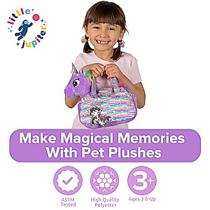 Little Jupiter Plush Pet Set - Unicorn Toys - Unicorns Gifts for Girls - Stuffed Animal for Kids - Unicorns - Plush Toy - w/Reversible Sequins & Charm (Purple Rainbow Unicorn) Age 4-5 - 6-7 yr