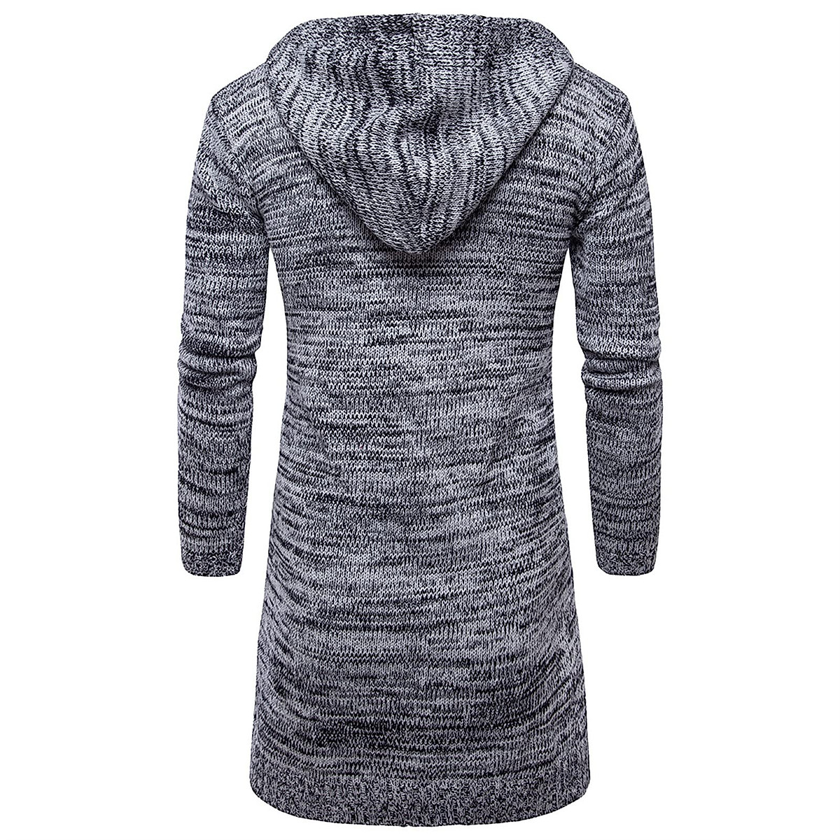 Maiyifu-GJ Men Long Knitted Cardigan Sweater Casual Lightweight Open Front Hooded Sweaters Slim Fit Knit Hoodies Sweatshirts (Grey,XX-Large)