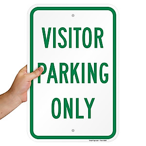 SmartSign 18 x 12 inch Basics “Visitor Parking Only” Metal Sign, 120 mil Aluminum Composite, Engineer Grade Reflective Material, Green and White