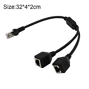 RJ45 Splitter Cable Connectors Adapter, Ethernet Splitter 1 to 2 Ethernet Extender Connecter Cat5 Splitter LAN Ethernet Network Splitter Cable Adapter for Cat5 Cat6 Cat7