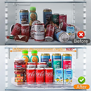 Sousnous Square Lazy Susan Organizer for Refrigerator, Slide and 360° Rotate Rectangle Turntable Organization and Storage for Fridge, 16.53'' Clear Pull Out Rectangular Rotating Tray for Kitchen