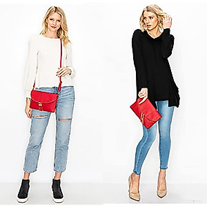 Solene Womens Envelop Clutch Purse Multi Compartments, 6 Card Slot Inside, Crossbody Bag With Tassels (WU075 - Fuchsia)