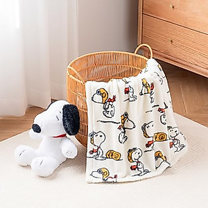 Berkshire Blanket Peanuts® VelvetLoft® Cute Character Snoopy Plush Throw Blanket,The Flying Ace,Throw 55 in x 70 in (Official Peanuts® Product)