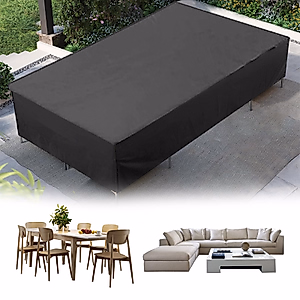 Patio Furniture Covers,Waterproof & Dust-Proof Patio Furniture Covers for Outdoor Table and Chairs with Chairs with Straps Fasteners (84" L x 52" W x 29" H)
