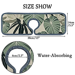 Kitchen Faucet Absorbent Mat 3 Pieces Tropical Exotic Leaves and Plants Faucet Sink Splash Guard Bathroom Counter and RV,Faucet Counter Sink Water Stains Preventer