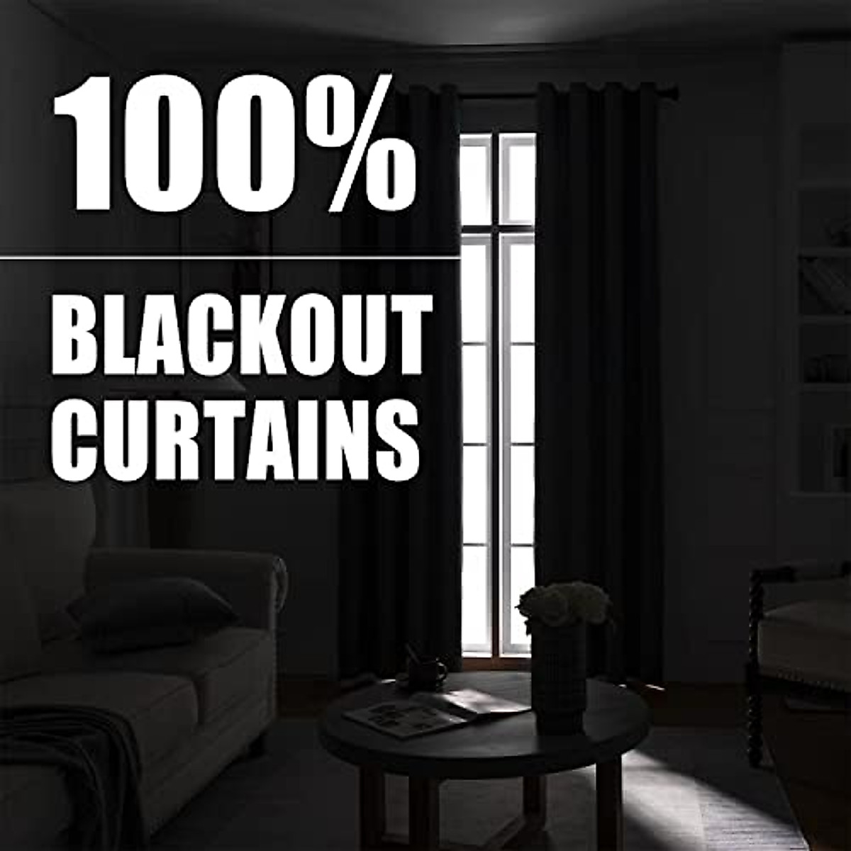Rutterllow 100% Blackout Curtains, Full Shade Long Complete Drapes for Living Room, Thermal Insulated Bedroom Window Treatment Drapes (2 Panels, Light Gray, 52 x 90 inch)