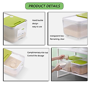 ACGrade Rice Container, Rice Barrel, 16.5lb Rice Storage Container, Slide Lid Rice Container, Storage containers for a Pantry, Dry Food Storage containers, White Green Rice Container, 8.7*14.6*6.7in
