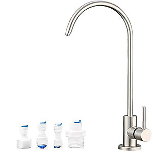WANJINLI Drinking Water Faucet, Lead-Free Kitchen Water Filter Faucet Fits Reverse Osmosis and Water Filtration Systems in Non-Air Gap, SUS304 Stainless Steel Brushed Nickel Finish