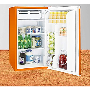 ARCTIC CHEF Mini Refrigerator-Freezer Compartment-Adjustable Thermostat Control-Reversible Doors-Ideal for Dorm, Office, RV, Garage, Apartment-ORANGE, 3.2 CU.FT