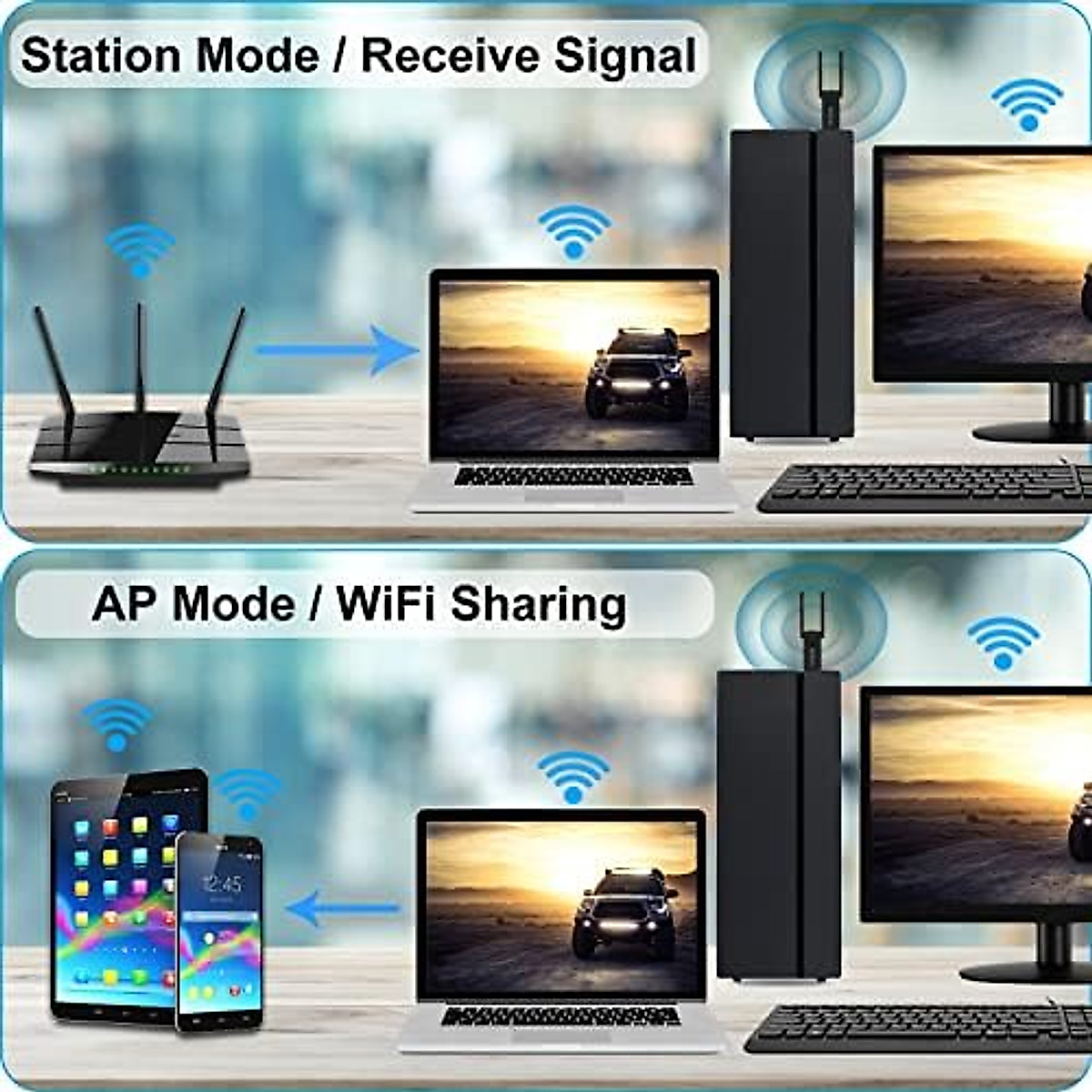 USB WiFi Adapter, Aigital 1300Mbps Dual Band Wi-Fi Dongle, USB 3.0 MU-MIMO Wireless Network Adapter with Antennas for Desktop PC Laptop, Compatible with Windows 11/10/8/7/Vista/XP & Mac OS X 10~11
